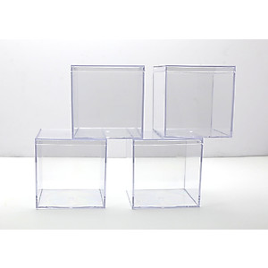 Clear Plastic Box Cube - 4" Square X 4" Tall - 4 Pieces Per Pack (4)