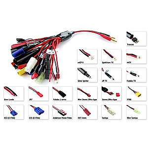 JOYSOG 19 in 1 RC Lipo Battery Charger Adapter, Multifunction Balance Charging Cable for Drone/for Traxxas /EC3/EC5/mCP X/mcX...(XT60 Plug)