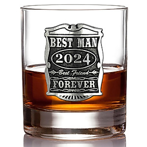 English Pewter Company 11oz Best Man Tumbler Old Fashioned Whisky Rocks Glass Personalised With Your Year – Perfect Wedding Party Gifts For Your Groomsmen – Gift Box [WD002]
