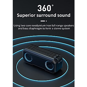 E-SHIDAI portable speaker, Bluetooth dual speaker music player That can play in water, ultra strong sound quality, RGB light and shadow speaker, battery life of 12 hours (Black)