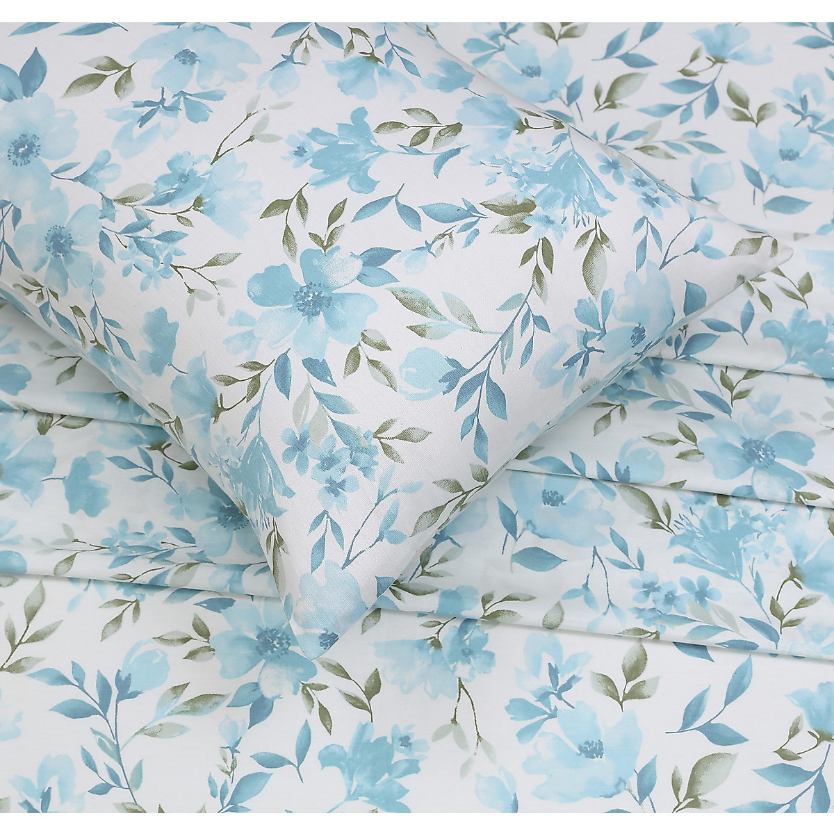 RUVANTI 100% Cotton Sheets for Queen Size Bed - Cooling Sateen Sheets - Breathable & Durable Queen Sheet Set - 16 Inches Deep Pocket Queen Size Sheets - Erica Floral - 4 Pieces