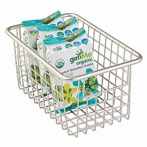 iDesign Forma Metal Wire Pantry Storage Organizer Bin with Handles, Container for Food, Drinks, Produce Organization , 10.24" x 6.24" x 5.06", Satin Silver,69565