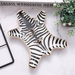 Stephanie Imports Zebra Gold Ceramic Trinket Plate and Decorative Jewelry Dish