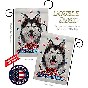 Breeze Decor Patriotic Siberian Husky Garden Flag Set Wood Dowel Dog Puppy Spoiled Paw Canine Fur Pet Nature Farm Animal Creature House Banner Small Yard Gift Double-Sided, Made in USA