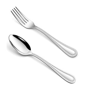 24PCS Forks and Spoons Silverware set, HaWare Stainless Steel Flatware with Pearled Edge for Home/Kitchen, Include 12 Dinner Forks(7.9 Inches) and 12 Dinner Spoons(7.9 Inches), Dishwasher Safe