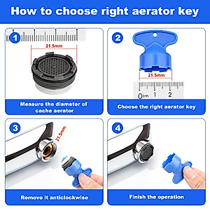 24 PCS Faucet Aerator with 4 PCS Faucet Aerator Key, M16.5 18.5 21.5 24mm Faucet Aerator Removal Tool, ABS Plastic Aerator for Sink Faucet, Faucet Aerator Replacement for Bathroom or Kitchen