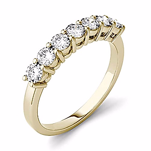 14K Yellow Gold 3.0mm Moissanite by Charles & Colvard Seven Stone Band- size 7 0.70cttw DEW