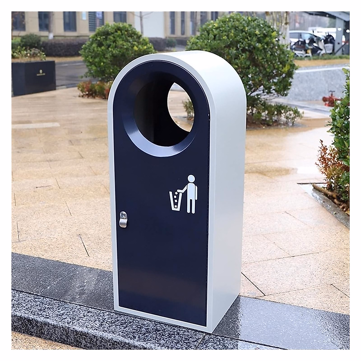 YUSIWOAL Trash Cans Outdoor Trash Can Galvanized Commercial Trash Bins Large-Capacity Garbage Can Mall Park Waste Bins 52l/13.7 Gallons Outdoors and Home