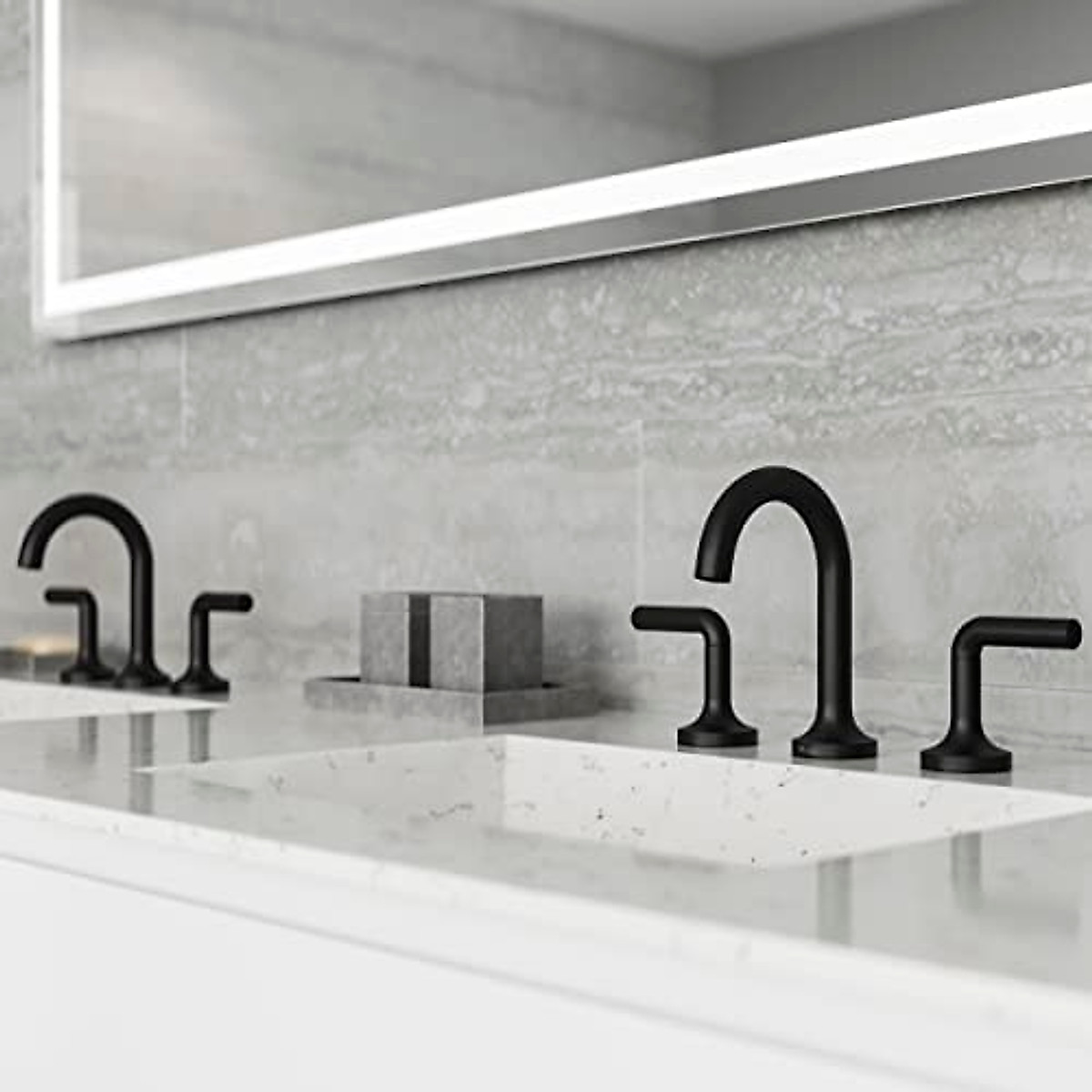 Pfister Zeelan Bathroom Sink Faucet, 8-Inch Widespread, 2-Handle, 3-Hole, Matte Black Finish, LF049ZLB