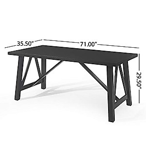 Christopher Knight Home Fairgreens Dining Table, Black 35.5D x 71W x 29.5H in