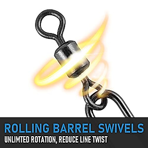 Dr.Fish 20 Pack Fishing Power Clips Swivels Barrel Snap Swivels Quick Change Fishing Snap Connector High Strength Speed Clips Swivels Fishing Tackles Freshwater Saltwater 66LB