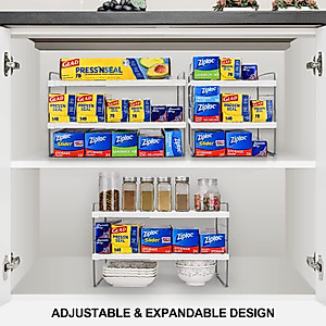 MAGLADY Adjustable Organizer for Aluminum Foil and Plastic Wrap, Organizer for Pantry and Kitchen Cabinet Storage, Expandable 9'' to 15.6''