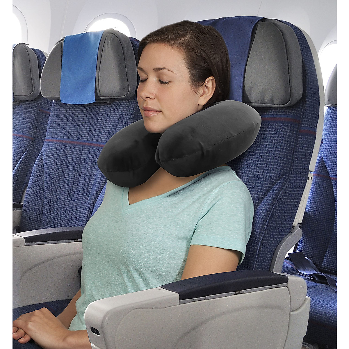 TravelMate Memory Foam Neck Pillow - Adjustable Thickness for Best Comfort, Grey