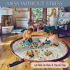 OKLEH - XL Toy Storage Play Mat - Toy Chest - Travel Pack & Play - Canvas Storage Bag Organizer - Kids Craft Organizer, Storage & Container System - Playroom - For Play with Lego, Duplo & Hot Wheels