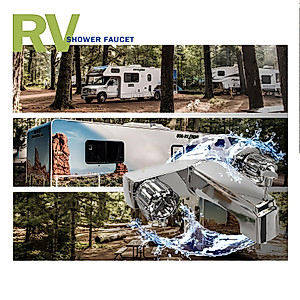 Wasserman Mobile Home RV Non-Metallic Shower Tub Faucet spout, Double Handle, Acrylic Knob, Chrome, 8 inch Centerset, 3 hole, For Travel Trailer, Campers Must Haves, Motorhome Accessories Easy Install