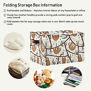 Moudou Sloth Laundry Basket Square Collapsible Laundry Hamper Clothes Toys Storage Bin with Handles for Bedroom, Closet, Nursery, Dorm, Home Decor