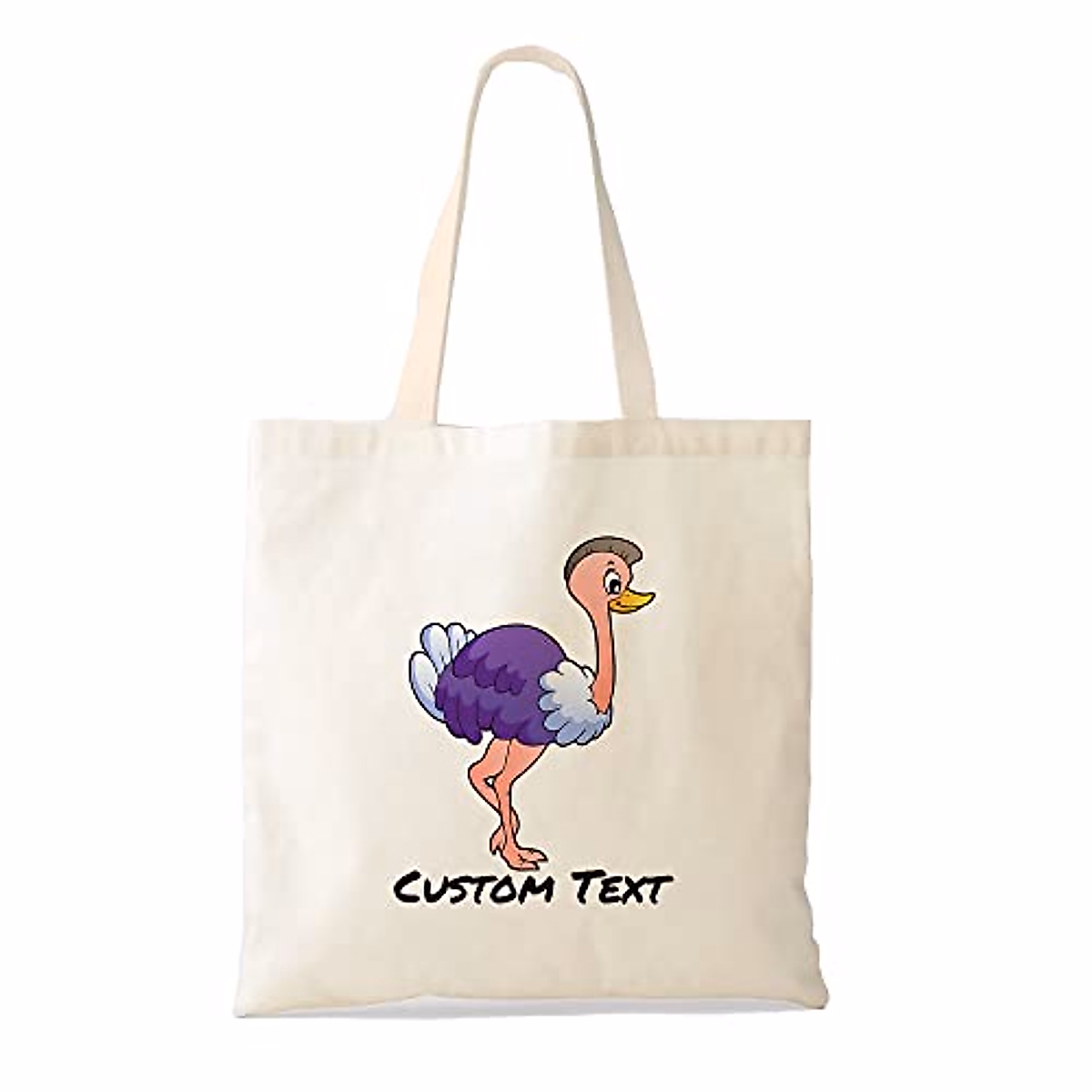 Dancinggoods Personalized Ostrich Cotton Tote Bag with handle for Animals Lovers Series 3, Canvas Bag