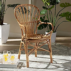 bali & pari Sheraton Modern and Contemporary Light Honey Rattan Dining Chair