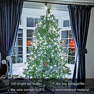 Hopolon 100LED White Christmas String Lights, 33ft Extendable Christmas Lights Outdoor Waterproof, 8 Modes LED White String Lights Indoor for Tree Wedding Party Garden Patio Decoration