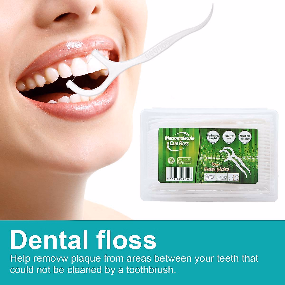 Leioua Dental Floss Picks 300 Counts Unflavored Durable Disposable Floss Threaders Pro Health Sticks for Adults and Kids 6 Travel Handy Cases