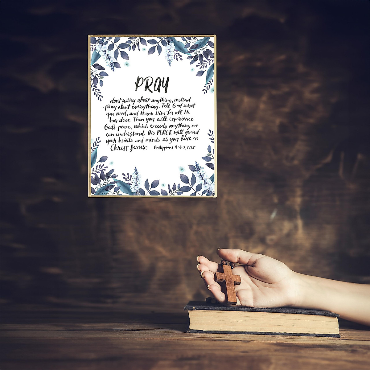 Pray and Receive God's Peace - Inspirational Quotes Wall Art, Motivational Wall Art Picture Print for Living Room Wall Decor, Scripture Wall Decor, Kitchen Decor, Home & Office Decor. Unframed - 8x10