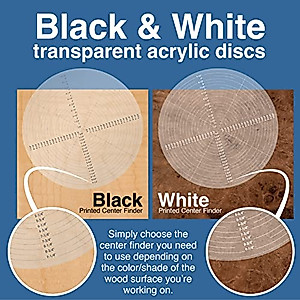 Savannah White Printed and a Black Printed 10 inch Round Center Finder Compass Clear Flexible Acrylic for Drawing Circles • Lathe Work and Woodturners