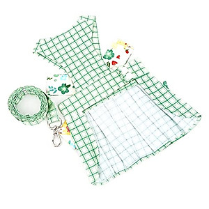 PAIDEFUL Plaid Dog Harness Dress for Small Medium Dogs Female Girls Flowers Tutu Skirt Pet Clothes with Leash 1.5m Cats Apparel Puppy Chihuahua Yorkie Clothing Spring Summer Green L