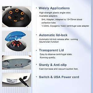 CF0506 Huwazine Low Speed centrifuge for PRP PRF, benchtop centrifuge 5000rpm, Angle Rotor 6x15mL,10mL,7mL,1.5-5mL (Green)