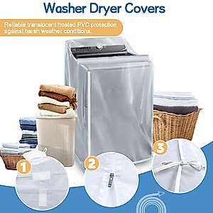 IndigoTempest9 Washer and Dryer Covers - Washing Machine Cover for Top Load and Front Load - Waterproof and Dustproof with Smooth Zipper - 29 x 28 x 43 Inches (Frosted)