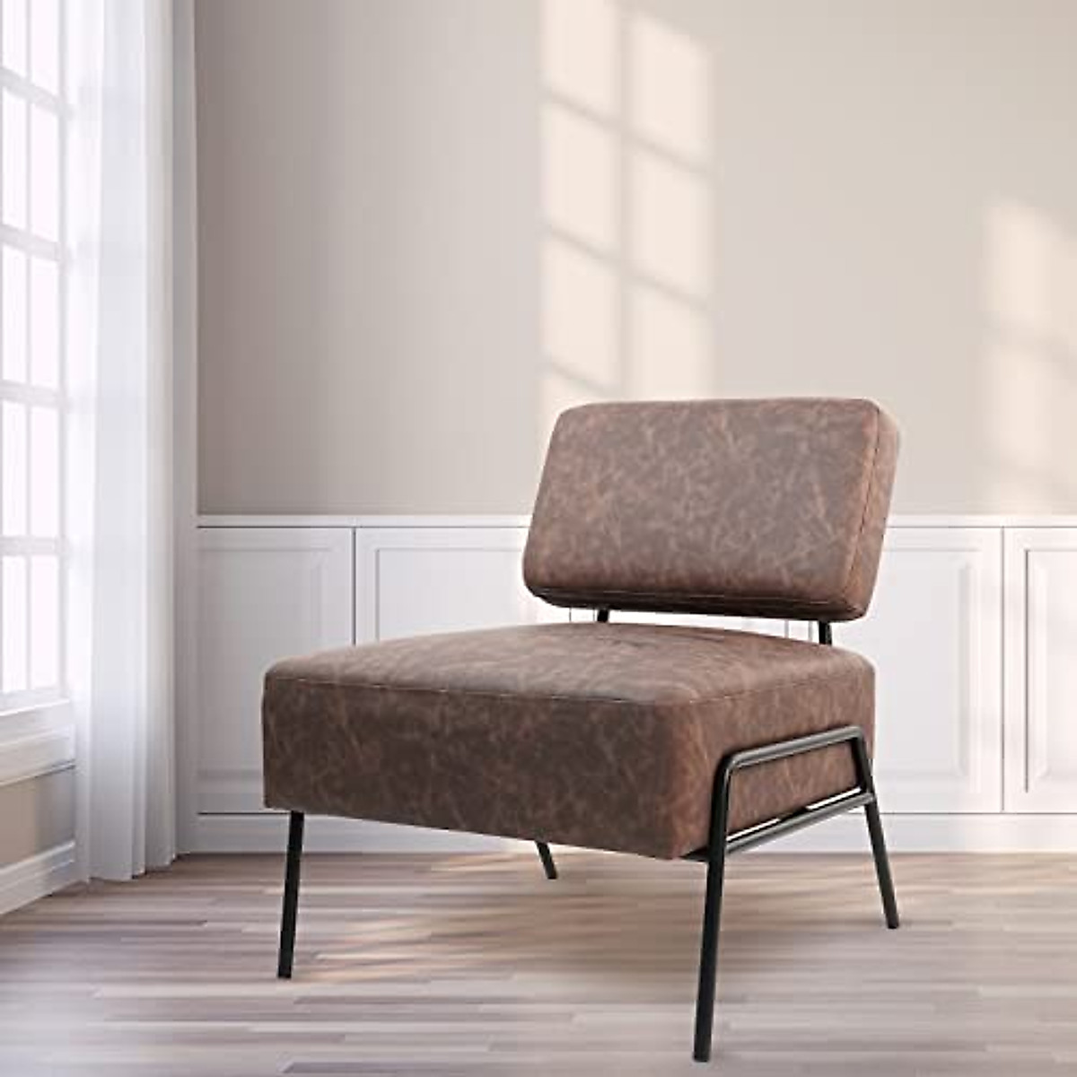CLATINA Mid Century Modern Accent Chair for Living Room, Bedroom Comfy Reading Chair for Living Room, Bedroom Makeup Chair Guest Sofa (Brown)