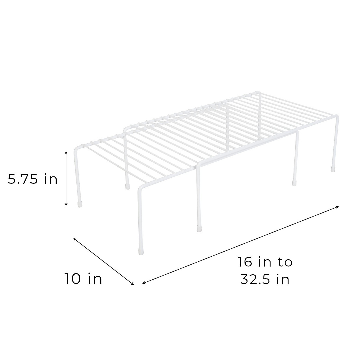 Smart Design Kitchen Storage Expandable Shelf Rack w/ Scratch Resistant Feet - Steel - Rust Resistant Finish - for Cups, Dishes, Cabinet & Pantry Organization - Kitchen (16 x 32.5) [White]