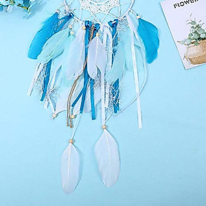 LED Dreamcatcher Blue Big Dream Catcher Handmade Spiritual Dream Catcher for Wall Hanging Ornament Craft Gift, Home, Bedroom, Party, Wedding Decoration,5.85x17.94in