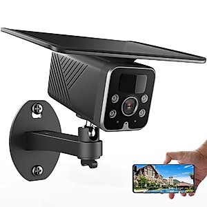 Wireless Solar Security Camera, 2K Outdoor WiFi Surveillance Camera with Spotlight, IP67, Motion Detection Alarm, Color Night Vision, 2-Way Audio, Cloud/SD Card Storage