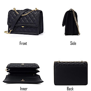 YXBQueen Handbags for Women Quilted Black Crossbody Flap Bag Small Chain Purses Black Quilted Purse