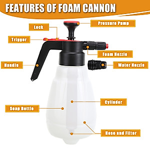 Foam Sprayer, Foaming Pump Sprayer, Hand Pressure Snow Foam Blaster Water Sprayer, Hand Pressurized Soap Sprayer, Manual Foam Cannon 1.8L