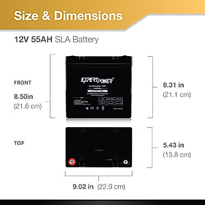 ExpertPower 12 Volt 55 Amp Deep Cycle Sealed Lead Acid Wheelchair Medical Mobility Rechargeable Battery [EXP12500]
