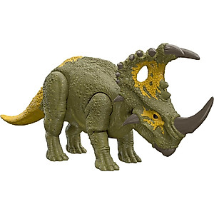 Mattel Jurassic World Dominion Roar Strikers Dinosaur Action Figure with Roaring Sound & Attack Action, Sinoceratops Dino Toy Includes Downloadable App & AR