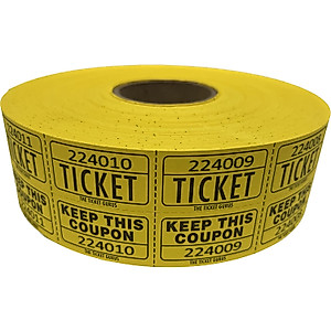 The Ticket Gurus Raffle Tickets - (4 Rolls of 2000 Double Tickets) 8,000 Total 50/50 Raffle Tickets (Blue/Yellow/Red/Green)