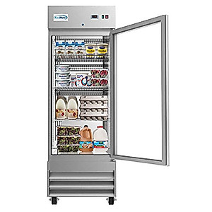KoolMore - RIR-1D-GD 29" Stainless Steel 1 Glass Door Commercial Reach-in Refrigerator Cooler - 23 cu. ft