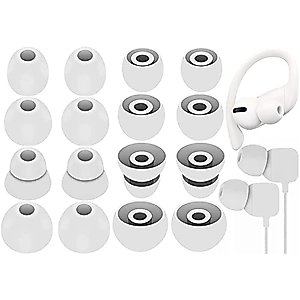 Replacement Ear Tips TEEMADE Silicone Earbuds Buds Set for Powerbeats Pro Beats Flex and Beats X Wireless Earphone Headphones,16 Pieces (Ivory)