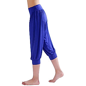 LKXHarleya Women Modal Harem Yoga Pants Loose Casual Fold Over Pilates Capri Pants Yoga Pants