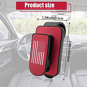 Sunglass Holder for Car Visor, Multi-Function Ticket Card Clip Upgrade Metal Flag Personality Modeling for Car SUV Truck, American Flag Ticket Card Glasses Clip(Black/Red)