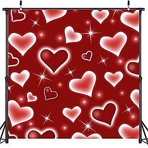 Mocsicka Early 2000s Photography Backdrop Red Heart Photo Backdrop Valentines Heart Stars Valentines Day Party Decoration Newborn Kids Portrait Photo Props