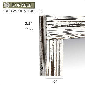 Barnyard Designs Rustic Farmhouse Full Length Mirror - Wood Frame Floor Standing Bedroom Mirror (58" x 24" / White)