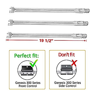 GRISUN Burner and Flavor Bar for for Weber Genesis 300 Gas Grills (with Front Control Knobs)