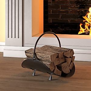 CALIDOLA Black Log Holder Indoor and Outdoor Firewood Rack Hearth Basket