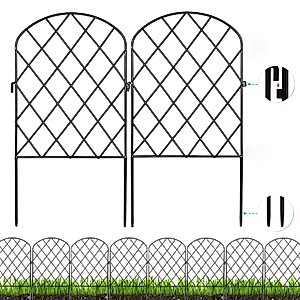 Getlay Decorative Garden Fence 24 Pack,24Ft (L) X 24in (H) Black Mesh Rustproof Metal Fence, Animal Barrier Fence for Small Dog, Border Folding Patio Fence, Outdoor Flower Bed Landscape Decor