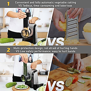 5 In 1 Professional Cheese Grater Electric, Electric Cheese Grater for Block Cheese Grater Shredder Salad Maker for Cheeses, Shredded Carrots Cabbage and Nuts for Home Kitchen Use, BPA-Free