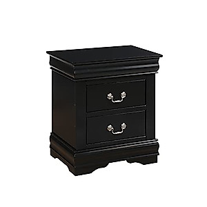 Knocbel Traditional Nightstand End Tables Side Table with 2 Drawers and Metal Handles for Bedroom Living Room Entryway, Fully Assembled, 21" W x 15" D x 24" H,Black Nightstand