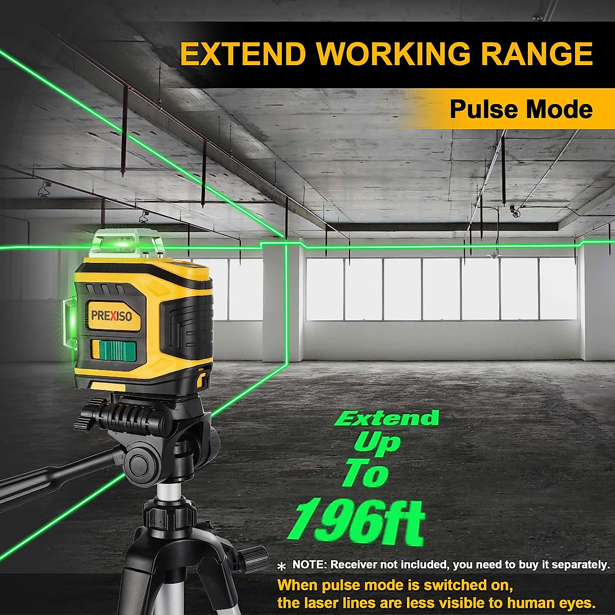 PREXISO Laser Level 3 X 360° Self Leveling - Rechargeable Cross Line Leveler, Green Line Laser Level with Tripod, Magnetic Base, Green Glasses, Portable Bag for Construction, Tile, Home Renovation